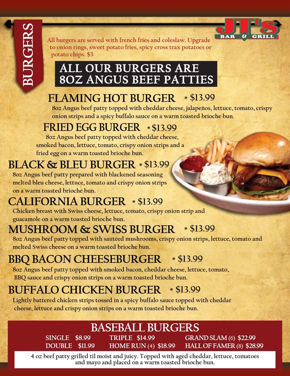 Menu - JT's Sports Bar & Grill